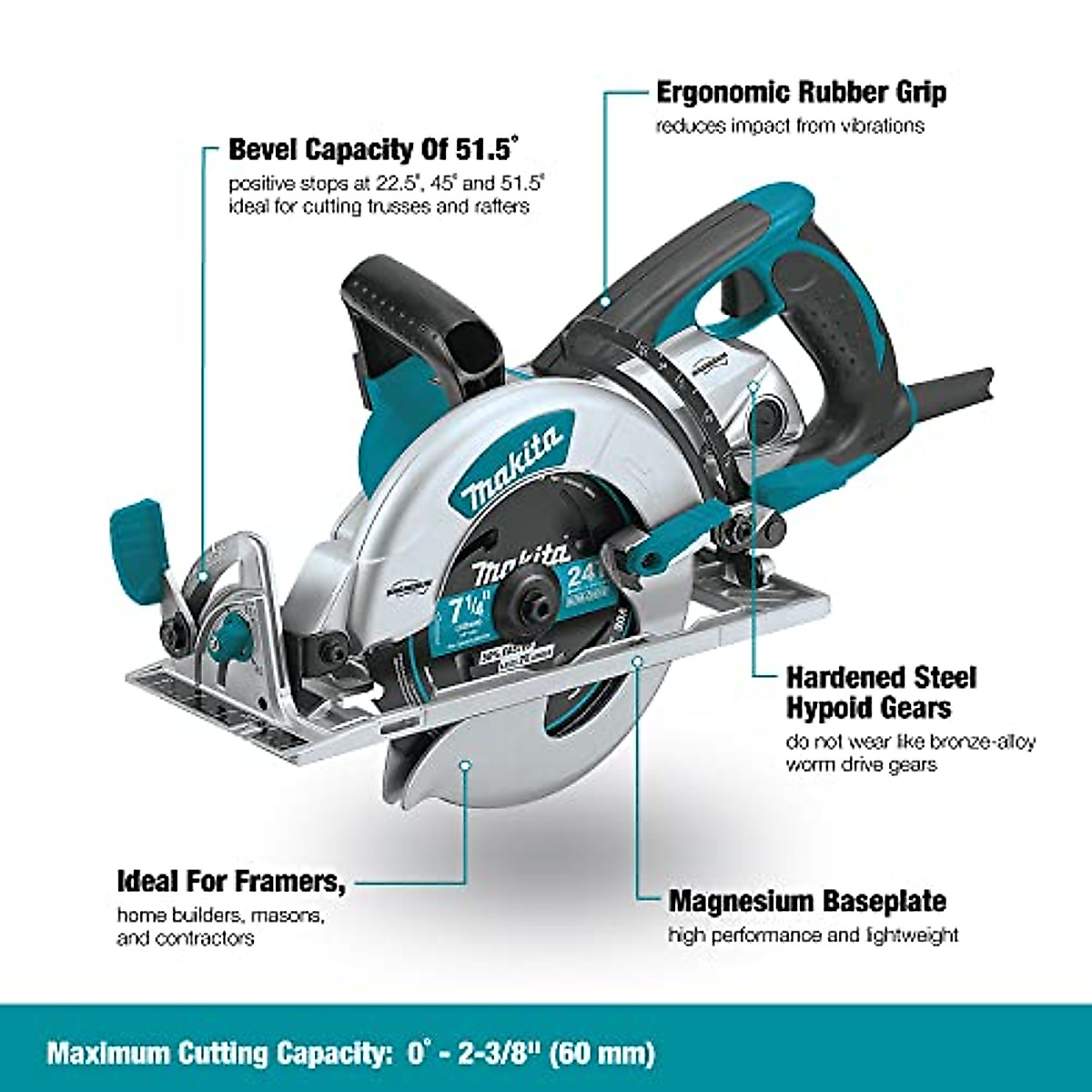 Makita 5377MG-R 7-1/4 in. Magnesium Hypoid Saw (Renewed)
