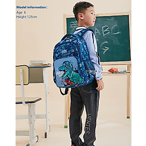 Wawakube 3Pcs Boys Dinosaur Backpack Set with Lunch Box Pencil Case, School Book Bag for Kids Elementary Preschool