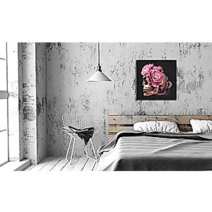 Art Knitting Paint by Number for Adults Beginner Students Kids, Ideal Gift Choice for Birthday,Anniversary or Any Festival, DIY Acrylic for Room Decor Canvas Roll -16x16 (Skull and Roses)