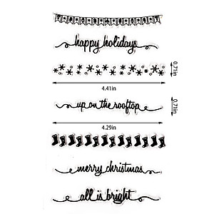 Christmas Snowflake Clear Stamps for Card Making and Journaling, Xmas Socking Silicone Stamps Merry Christmas Words Rubber Stamps for Scrapbooking DIY Cards Album Crafts Supplies