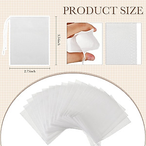 Zubebe 2400 Pcs Disposable Tea Bags Drawstring Empty Tea Bags for Loose Tea Natural Tea Filter Bags White Fillable Tea Bags for Loose Tea Coffee, 2.76 x 3.54 inches