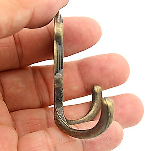 LXZ 4 PCs Antique Brass Wall Mounted Double Prong Hooks - Dual Prong Wall Hooks - Hat Hangers Robe Hooks for Scarf, Bag, Towel, etc