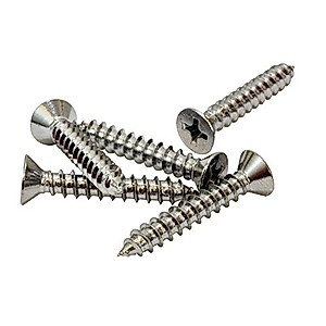 Bolt Dropper 8 x 1-1/4"'' Chrome Coated Stainless Flat Head Phillips Wood Screw, (25 Pack), 18-8 (304) Corrosion Resistant