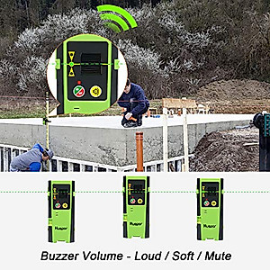 Huepar Laser Detector for Line Level, Digital Receiver Used with Pulsing Lasers Up to 200ft, Detect Red and Green Beams, Three-Sided LED Displays, Clamp Included LR-6RG