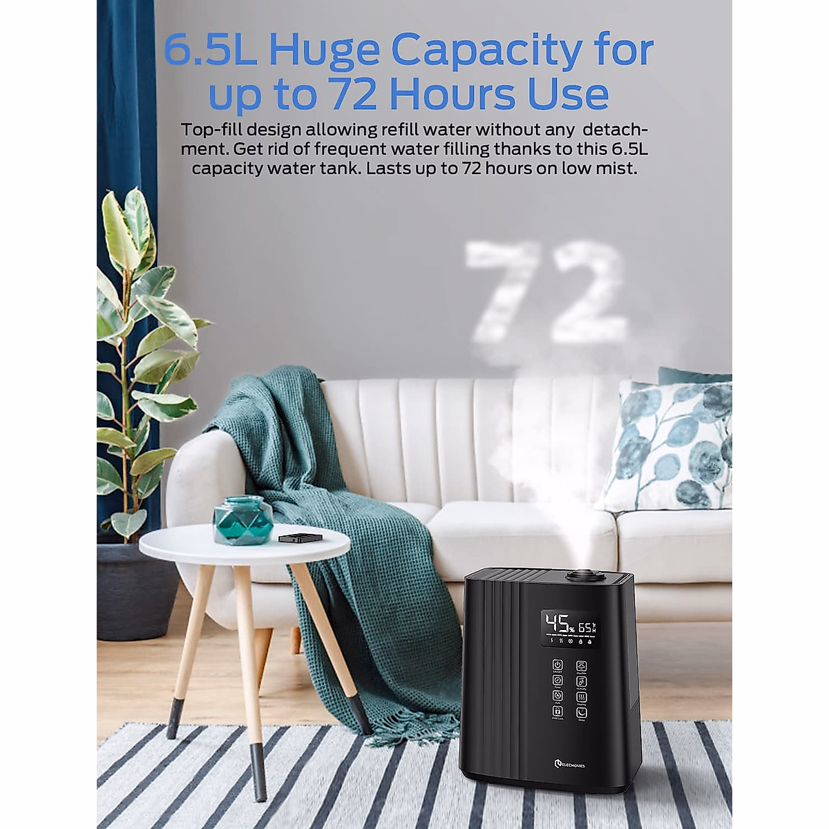 Elechomes SH8830 Humidifier, 6.5L(1.72Gal) Top Fill Warm and Cool Mist Humidifiers for Bedroom with Remote Control, 700 ml/h Max, Auto & Sleep Mode, 360° Nozzle, Auto Shut-Off