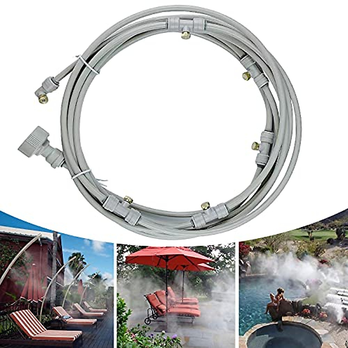 JANWEHIT Misting Cooling System,Outdoor Misting System for Patio Garden Trampoline Greenhouse Mister Patio Garden Greenhouse Trampoline for Water Park 19.68 FT/29.52FT/39.37FT (39.37FT/12M, White)