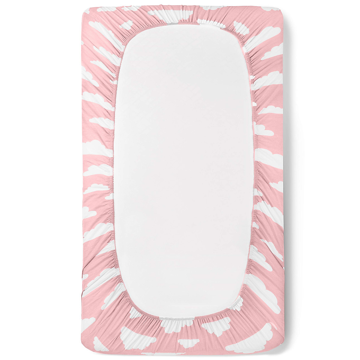 BaeBae Goods Premium Crib Sheets for Baby Girls, 4 Pack, Soft and Breathable Jersey Knit Fitted Sheet Set, Pink and White, Cute Girls Nursery Mattress Bedding, Universal Fit