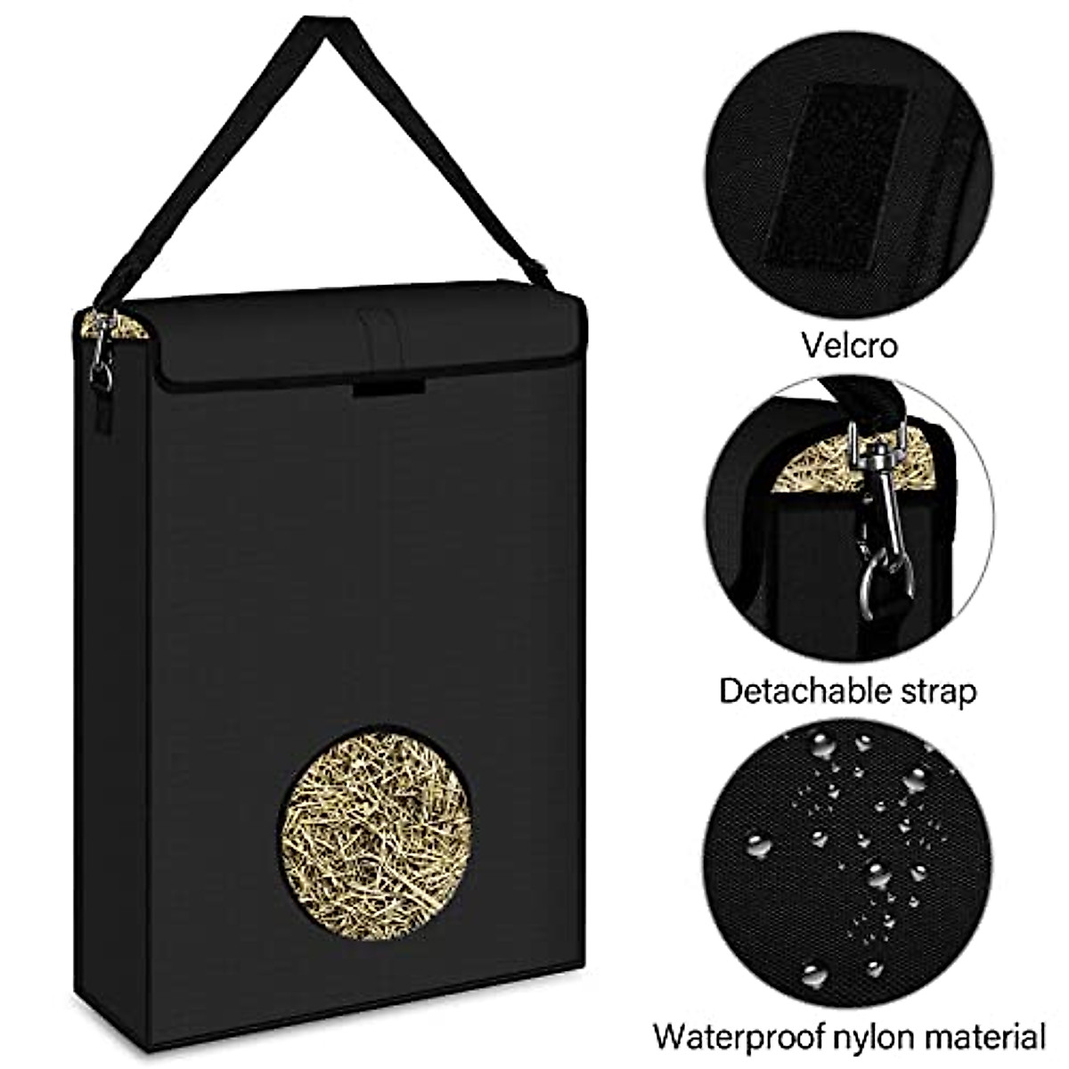 TOKSKS Large Round Hole Square hay Bale Storage Bag-Black