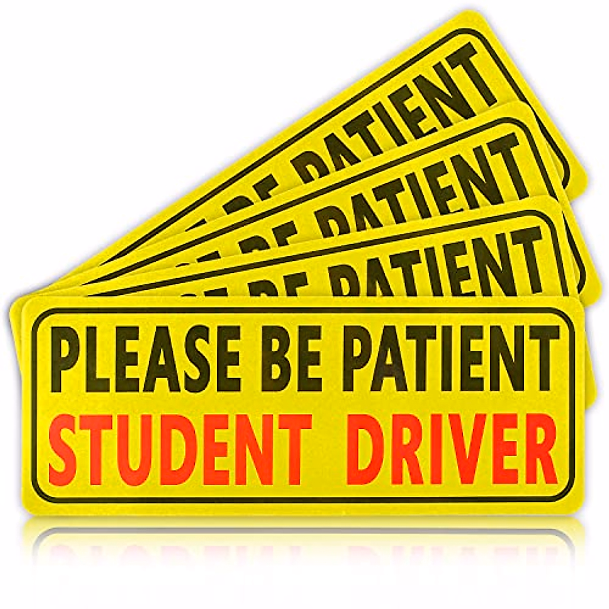 4-Pack New Student Driver Magnet for Car,Please be Patient Student Driver Magnet,Magnetic Reflective Rookie Driver Bumper Sticker (B)