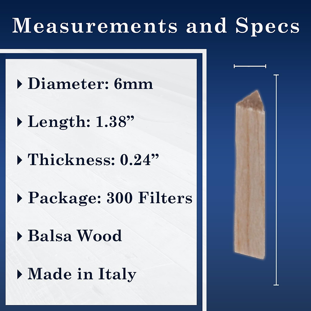 Savinelli 6mm Balsa Filters, Italian Balsa Wood Filters for Tobacco Pipe Care, Savinelli Pipe Accessories, 300 Pack