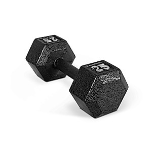 CAP Barbell Cast Iron Hex Dumbbell, Black, Single, 25 lb