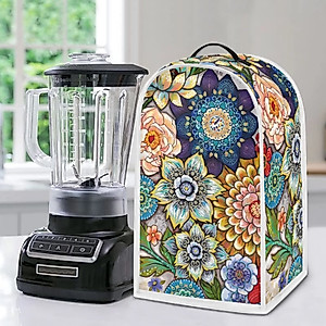HUISEFOR Blender Covers Kitchen Appliance Dustproof Cover with Handle, Washable Kitchen Universal Food Processor Juicer Coffee Maker Cover, Vintage Mandala Flower