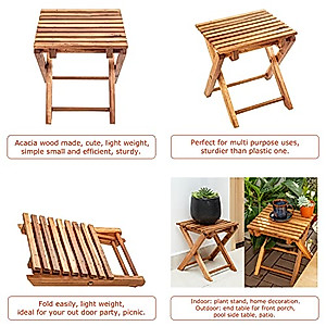 TIMBERHOLM Pack of 2 Folding Side Tables Outdoor for Patio, Small Folding Table, Outdoor Table Small, Teak Table Outdoor, Foldable Table, Small Patio Side Table, Natural (Square)
