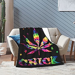 Stoner Chick 420 Weed Leaf Marijuana Pot Leaf Adult Kids Fleece Blanket Throw Blanket for Bedding Living Room Decor Sofa Blanket 80"X60"