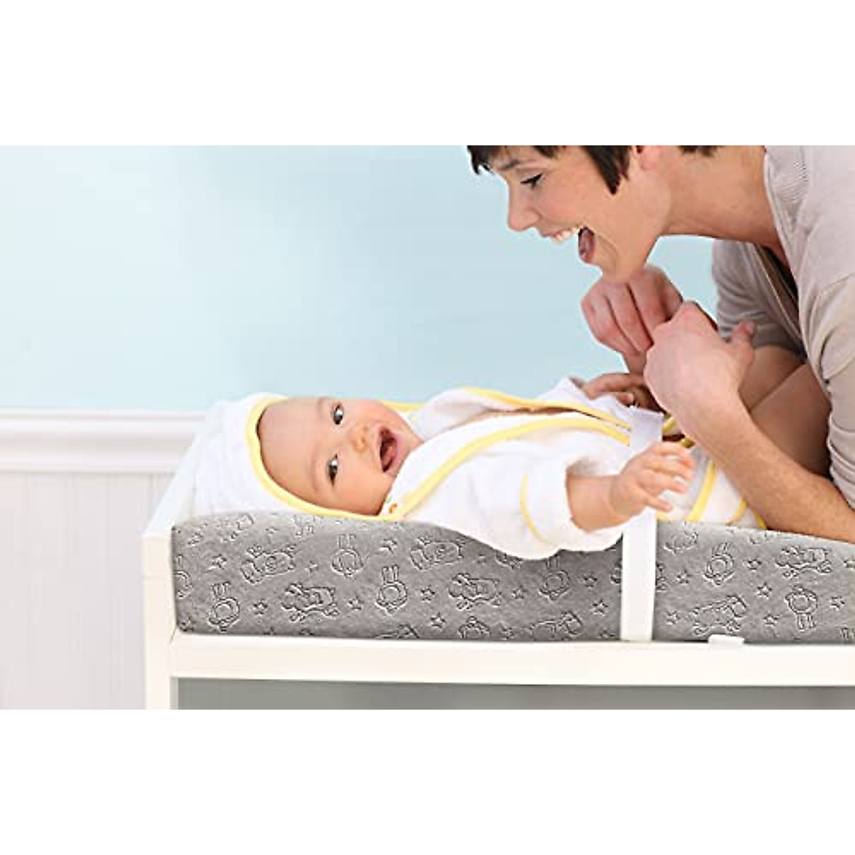 Serta Perfect Sleeper Contoured Changing Pad with Plush Cover, Grey