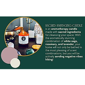 My Mystic Apothecary Sacred Smudging Candle - Candle Made with White Sage, Rosemary, and Lavender for Cleansing | Cotton Wick | 100% Soy Wax | 40 Hour Burn time | 7.75 Oz White Sage Candle