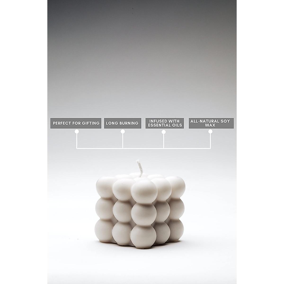 LAWA Bubble Candle - Cube Soy Wax Geometric Candle Elegant Aesthetic Candle Housewarming Gift Home Decor Idea Black | White