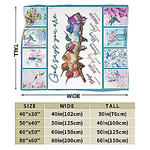 Hummingbird Blanket Hummingbird Bird Flower Throw Blanket Super Soft Flannel Cozy God Say You are Unique Blanket Warm Lightweight Plush Fleece Blankets for Sofa Couch Bed Gift for Kids Adults 50"x40"