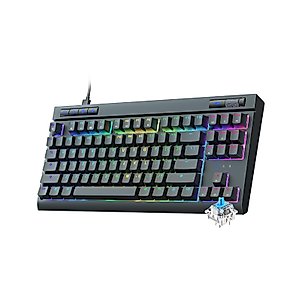 GOYIGO Mechanical Keyboard Clicky Blue Switches,75% TKL RGB Backlit Gaming Keyboard,Full Keys Anti-ghosting Programmable,USB-C Wired Computer Keyboards for PC/Mac,Black