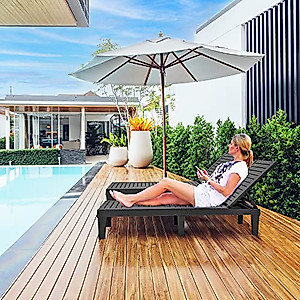 YITAHOME Chaise Outdoor Lounge Chairs with Adjustable Backrest, Sturdy Loungers for Patio & Poolside, Easy Assembly & Waterproof & Lightweight with 265lbs Weight Capacity, Set of 2, Black