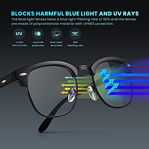 racico Computer Blue Light Blocking Glasses Blue Light Glasses Men Women, Anti Blu-Ray Clear Gaming Glasses Lenses