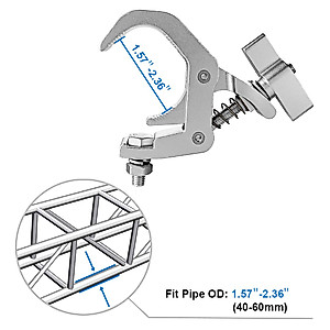 Truss Clamp Stage Lights Clamp 1.57-2.36 Inch, 4PCS Eyeshot Heavy Duty 330lb Premium Pro Clamp, Perfectly Fit OD 40-60mm of Pipe, Quick Release Truss Clamp for Moving Head Par Led lighting Fixtures