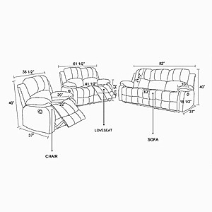 A Ainehome Luxury Recliner Sofa Living Room Set Reclining Couch Sofa Chair Loveseat Living Room Furniture Sets(A-Brown Leather, 3 Piece Set)