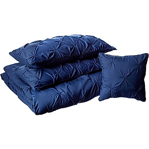 VCNY Home - King Comforter, Soft Bedding Set with Matching Shams and Decorative Pillow, Geometric Design, Modern Home Decor (Carmen Navy, 4-Piece)