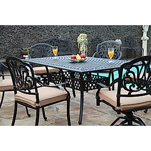 GrandPatioFurniture.com CBM Patio Elisabeth Collection Cast Aluminum 7 Piece Dining Set with A Rectangle Table 2 Swivel Rockers 4 Arm-Chairs SH226-2S4A cbm1290