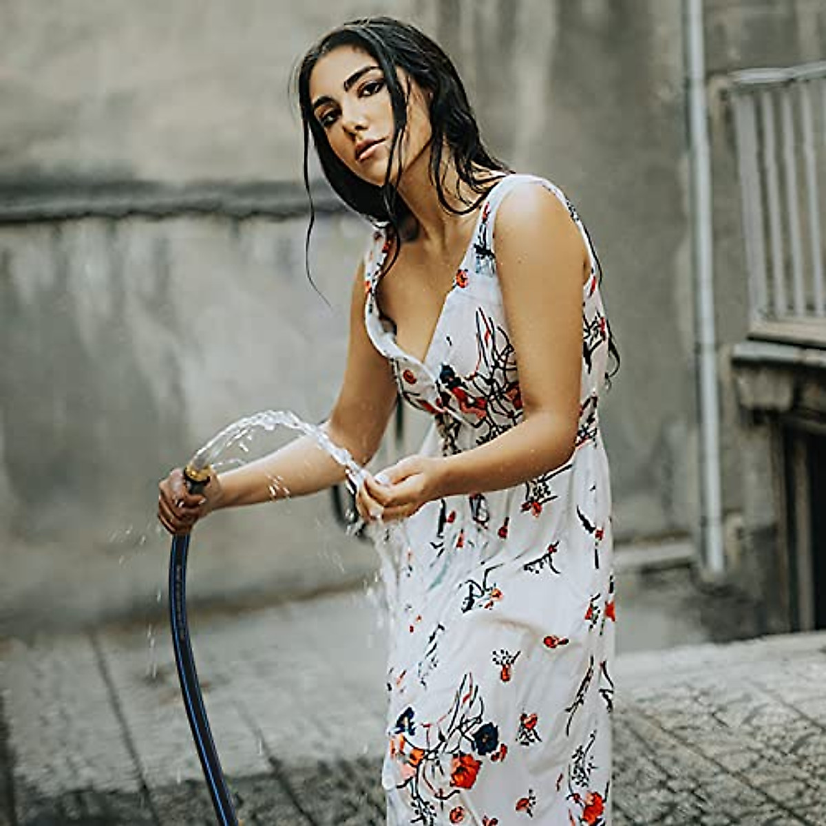 Fevone Garden Leader Hose 3 ft Lead-in Short Hose, 5/8 Heavy Duty Water Hose, Garden hose Extender/Hose Reel Connector, Male to Female 3/4 Solid Brass Fittings