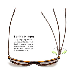 Htms Square Aluminum Magnesium Frame Polarized Sunglasses Vintage Spring Temple Sun Glasses Men Women Retro Driving Eyewear UV400 (Brown Lens/Leopard Frame)