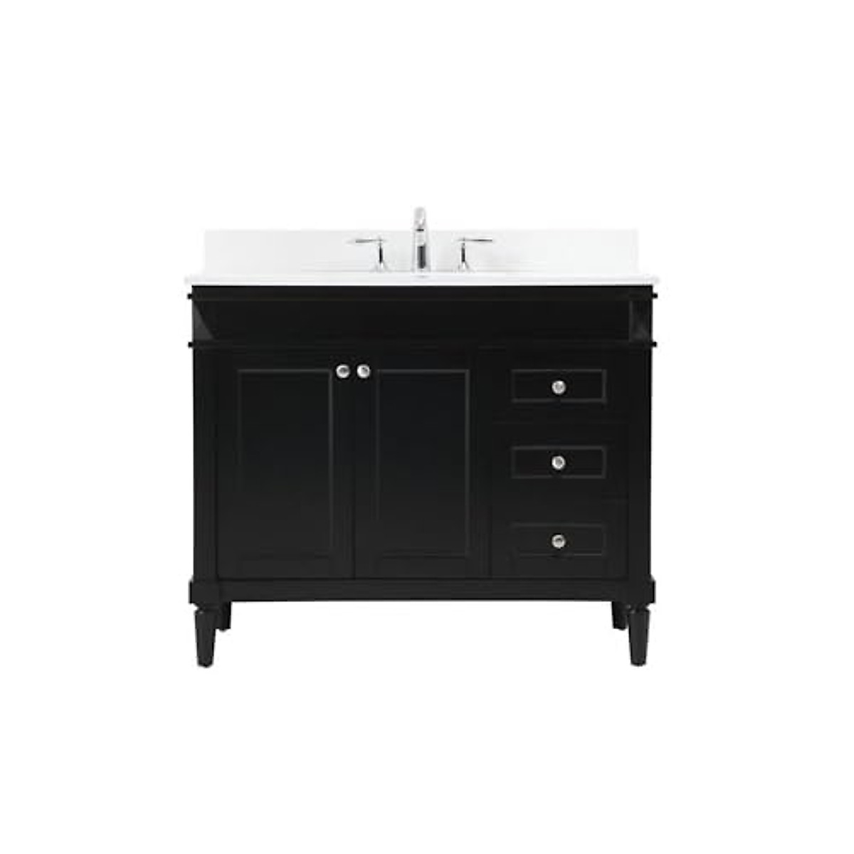 Elegant Decor Indoor Modern Under Sink Bathroom Fixtures Storage Organizer Cabinet 42 inch Single Bathroom Vanity - Black with backsplash