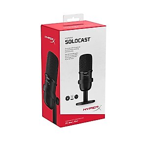 HyperX SoloCast USB Condenser Microphone Tap-to-Mute Sensor Card for Gaming Streaming Podcasts Twitch YouTube Discord - Black (Renewed)