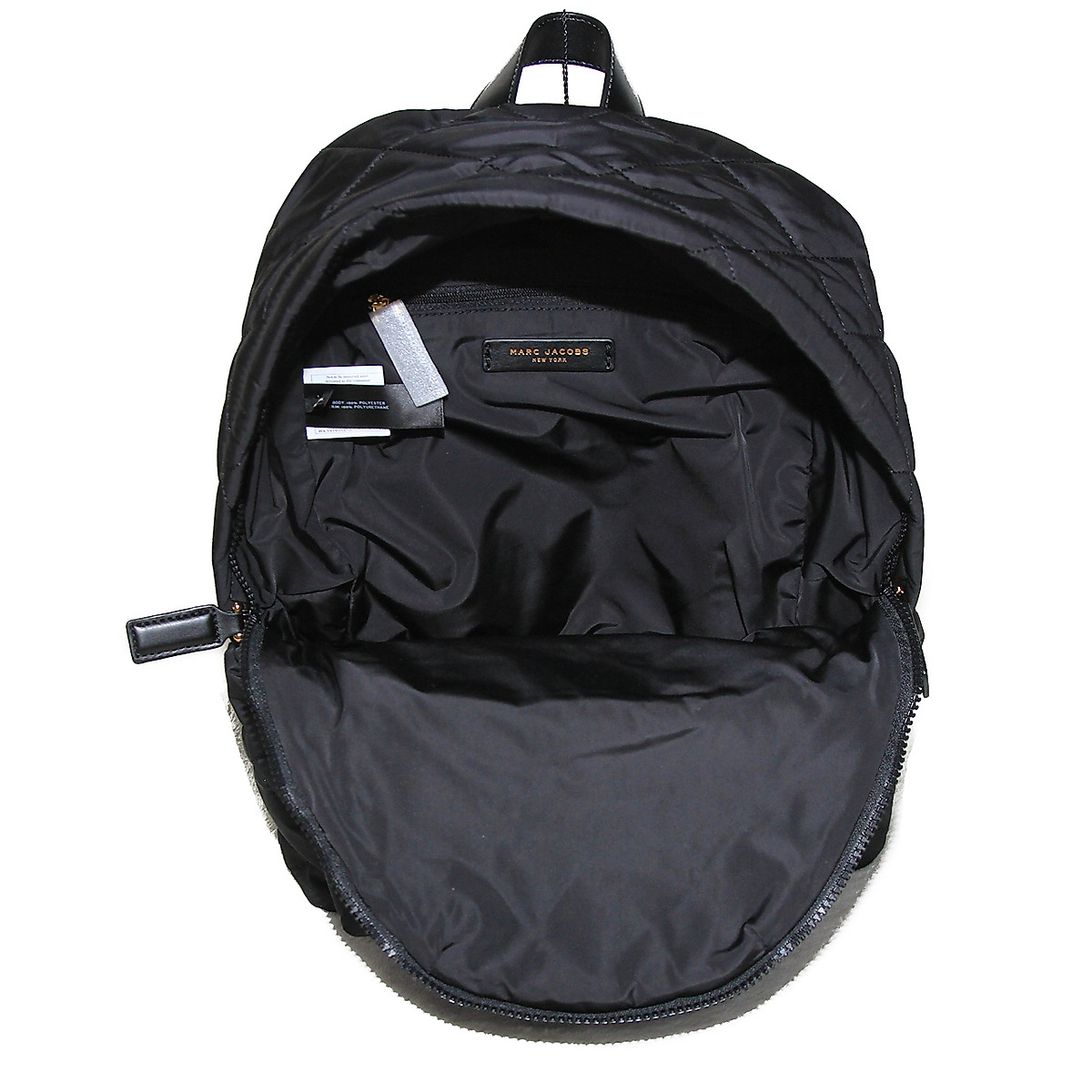 MARC JACOBS black quilted backpack M0011321, 11.5" (L) x 14" (H) x 4" (W)