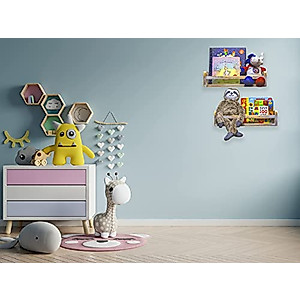 MASHBA Nursery Book Shelves -Rustic, Set of 2 Shelf - Wall Mounted Floating Bookshelf Organizer for Kids Room - Baby Hanging Wood Bookshelves Décor for Children's Bedroom