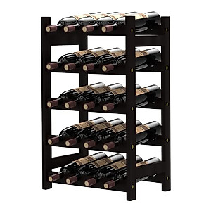 Purbambo 20-Bottle Wine Rack Freestanding Floor, 5-Tier Bamboo Wine Display Rack Storage Shelf with Table Top for Kitchen Dining Room Bar Cellar
