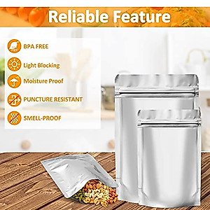 GOGOODA Mylar Bags for Food Storage with Oxygen Absorbers 60 Pack Resealable Bags 2 Size Gallon Quart Stand Up Mylar Bags with Labels, 10x14"/30 Pack, 7x10"/30 pack