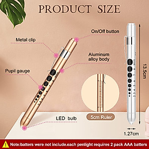 Riakrum 3 Pieces Pen Light for Nurse Pen Light with Pupil Gauge Set Pen Lights for Nurses Pen Light Reusable Penlight for Nurses Doctors Nursing Students Daily Use