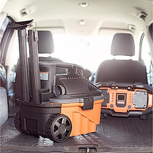 TELES Wet Dry Vacuums with Rear Wheels, 5.0 Peak HP, 4-Gallon Wet Dry Vacuum Cleaner with Tool Kit Casters Powerful Cartridge Filter