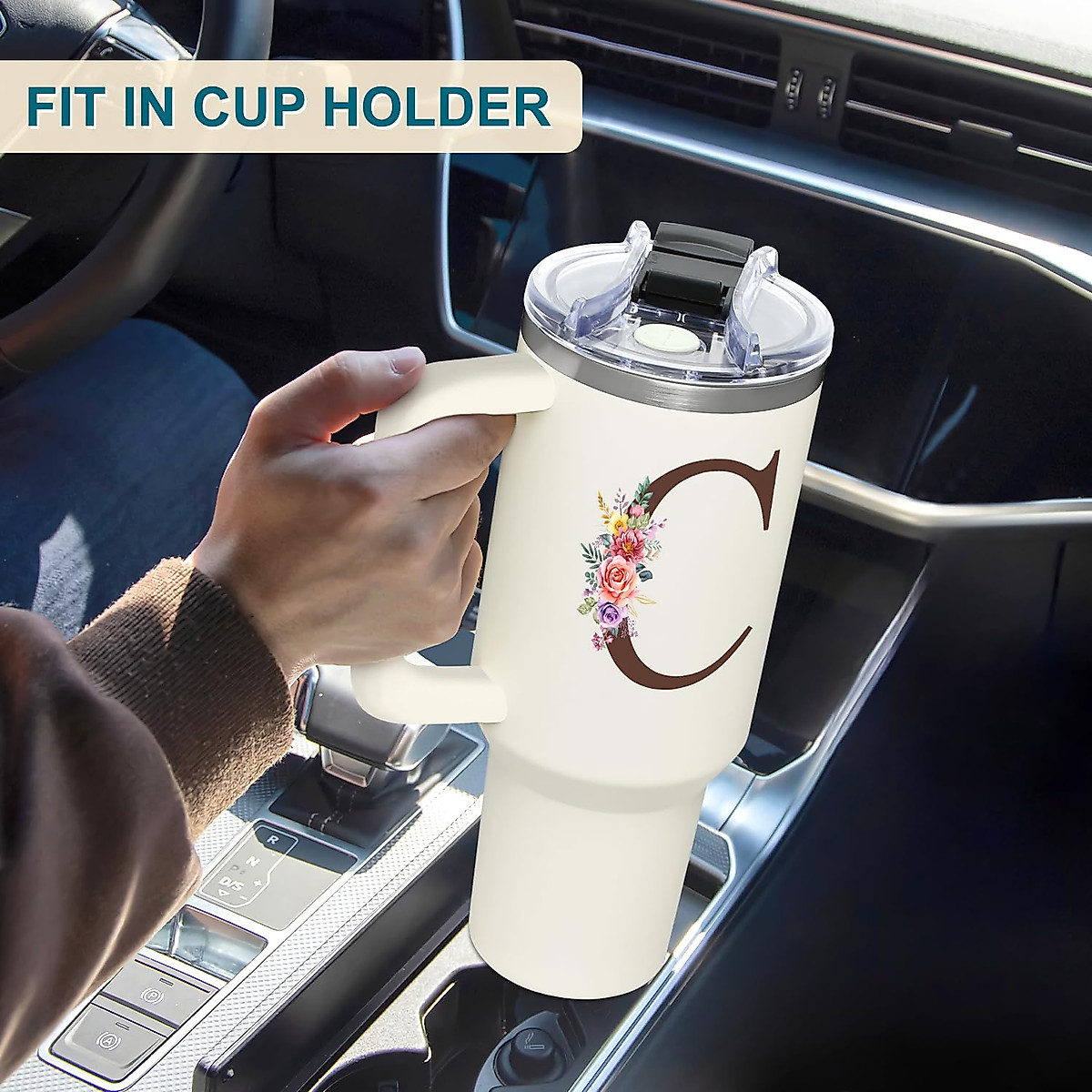 Personalized Gifts For Women - Personalized Gifts For Birthday, Christmas - Monogrammed Gifts Customized Gifts For Woman, Mom, Wife, Best Friend, Sister, Coworkers - Custom Tumbler With Handle 40oz