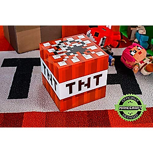 Minecraft TNT Block 6 Inch USB LED Night Light Cube - Decorative, Fun, Safe & Awesome Bedside Mood Lamp Toy for Baby, Kids, Teens & Adults - Best for Home's Bedroom, Living Room Or Even Office