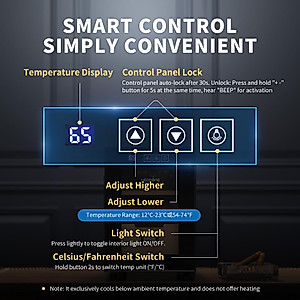 NEEDONE Humidor 16L, Electric Cooler Humidors for 100 Counts, Electronic Cabinet with Cooling Control, Spanish Cedar Wood Drawer Shelves, Digital Hygrometer Displays, Gift for Men