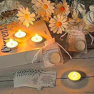Coume 50 Set Funeral Favors Memorial Tealight Candles Unscented White Candles Funeral Gift Candles with Condolence Bereavement Cards and Organza Bags for Guest Furneral Party (Artsy)