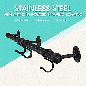 ROTHLEY Hanging Pot Rack Hanger: 23.7 Inch Stainless Steel Pot and Pan Hanger Pot Rack Wall Mounted Hanging Pots and Pans Rack Pot Hangers for Kitchen Wall Kitchen Rail with Hooks（Matt Black）