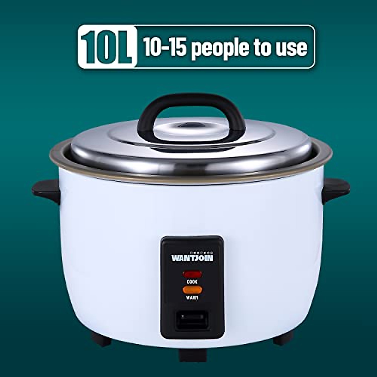 Wantjoin Rice cooker Stainless Rice Cooker & Warmer Commercial Rice cooker for party and family(10L capacity for 4.2L rice,42CUPS)