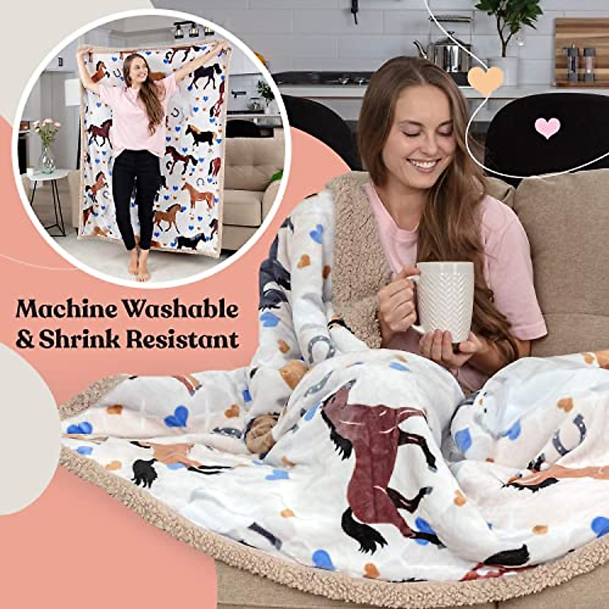 Horse Blanket - Lightweight 50x60 Inch Luxuriously Soft Horse Throw Blanket - Most Beloved Horse Gifts for Girls, Women, and Horse Lovers Everywhere