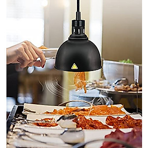 JIAWANSHUN Food Warmer Lamp Food Heat Lamp Warmer Bulb 250W Commercial Food Warmer Adjustable Hanging Food Heat Lamps Heating Lamp Restaurant Food Service Food Warming Pizza Warmer (Black) 110V