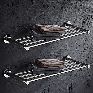 Bathroom Towel Rack, Hotel Style Towel Racks for Bathroom Wall Mounted, Modern Towel Bar Rack 23.6 Inch, 2-Tier Towel Shelves, Chrome