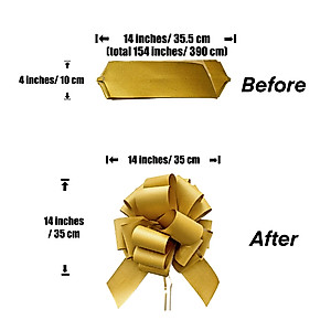 1PC Giant Blue Pull Bow for Gift Wrapping, 14" Glitter Large Bow, (Pack of 1, 14 Inches) Instant Car Bow for Appliances, Bike, Sparkling Big Bow for Birthday Presents Wedding Decoration (Blue)