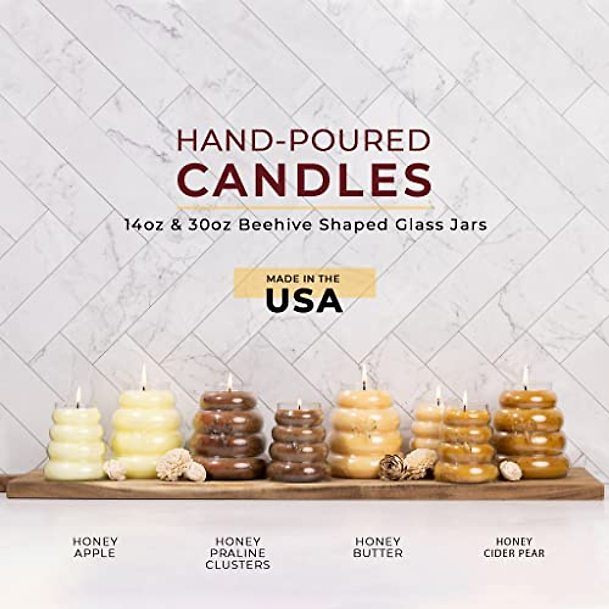 A Cheerful Giver Spring Candles Honey Pear Cider Beehive Jar Candle - 30 Ounces with 150 Hours Burn Time - Gifts for Women